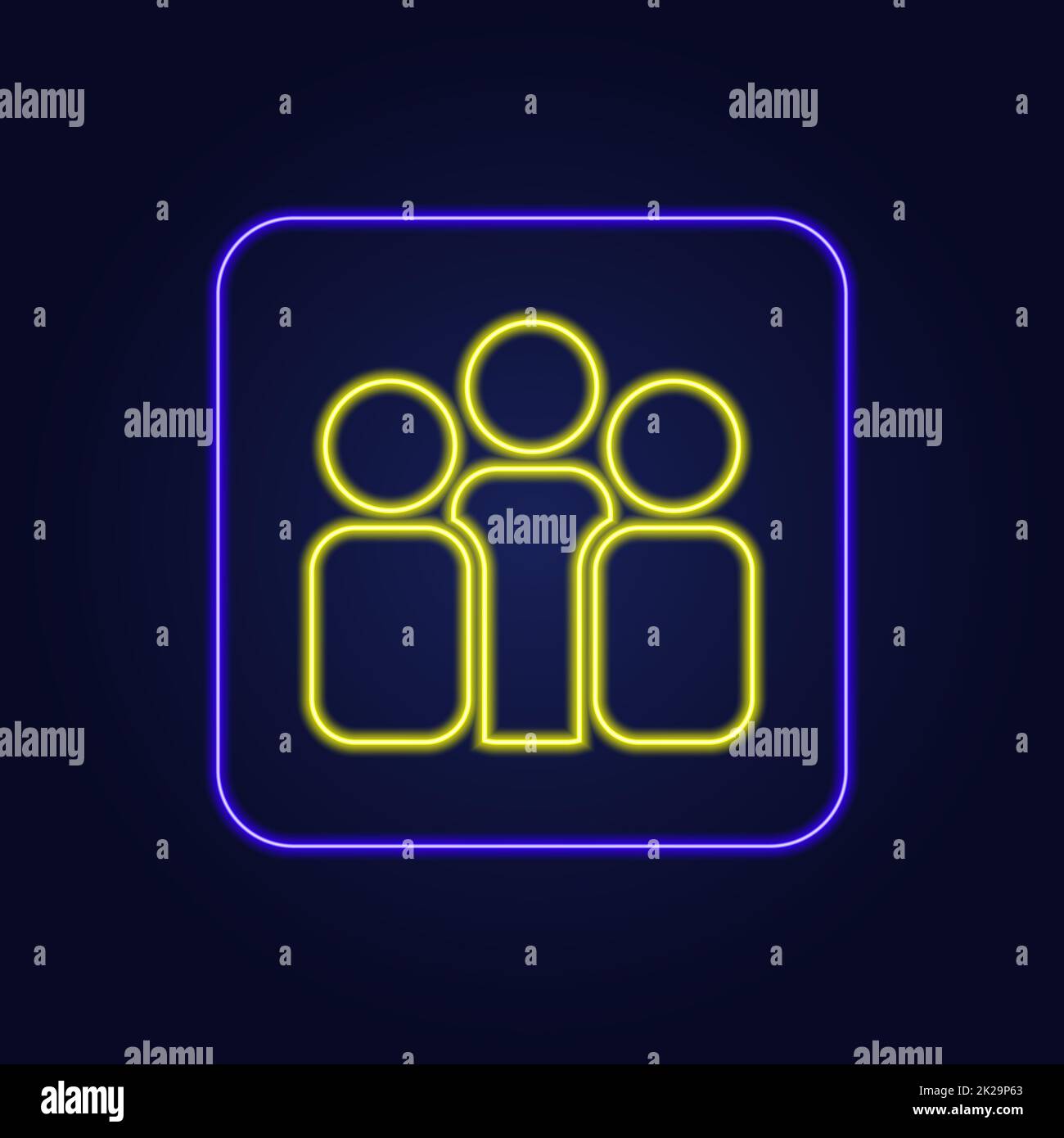 Beautiful stylish colorful neon icon 3 people - Vector Stock Photo - Alamy