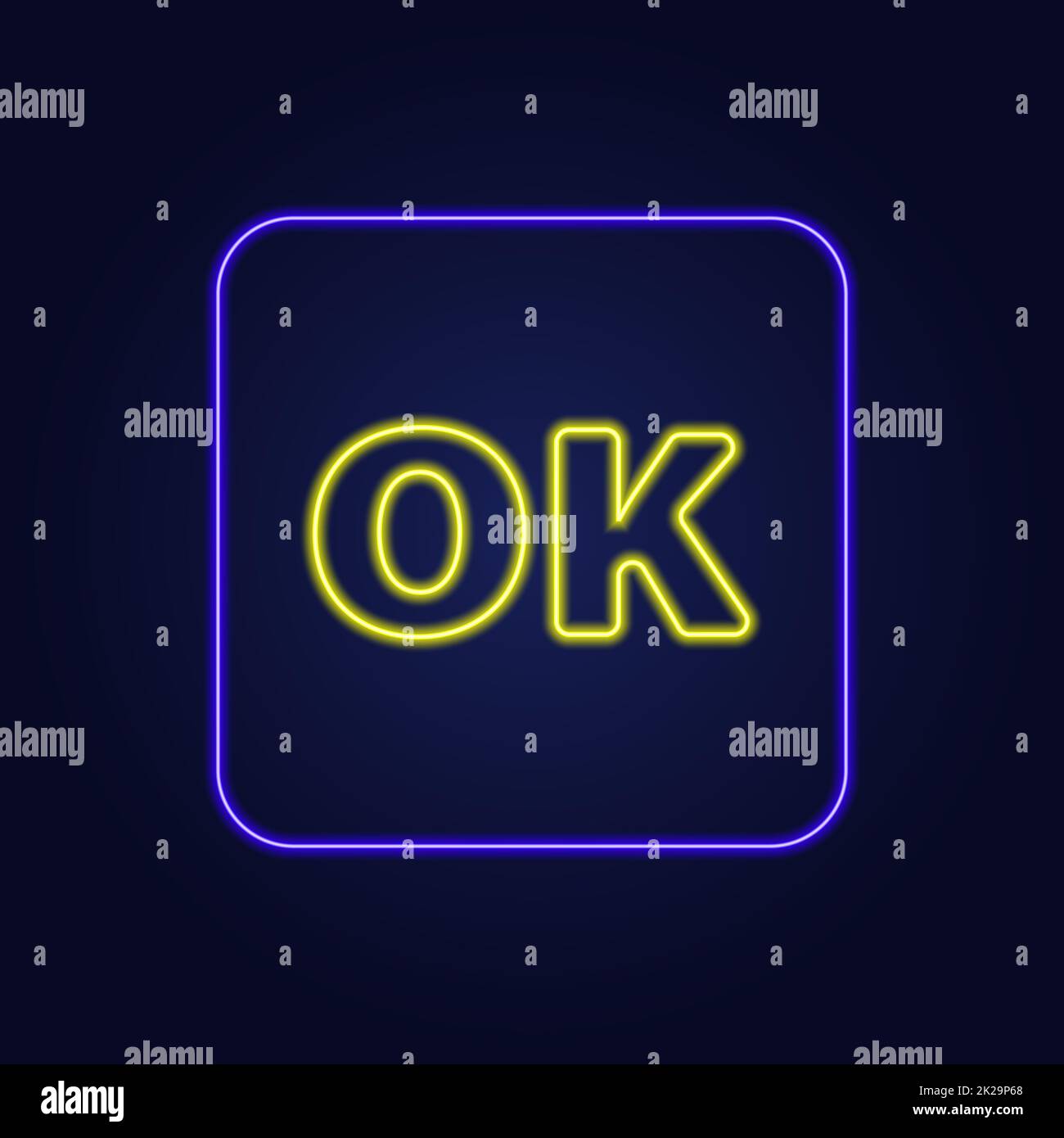 Beautiful stylish colorful neon icon sign ok - Vector Stock Photo - Alamy