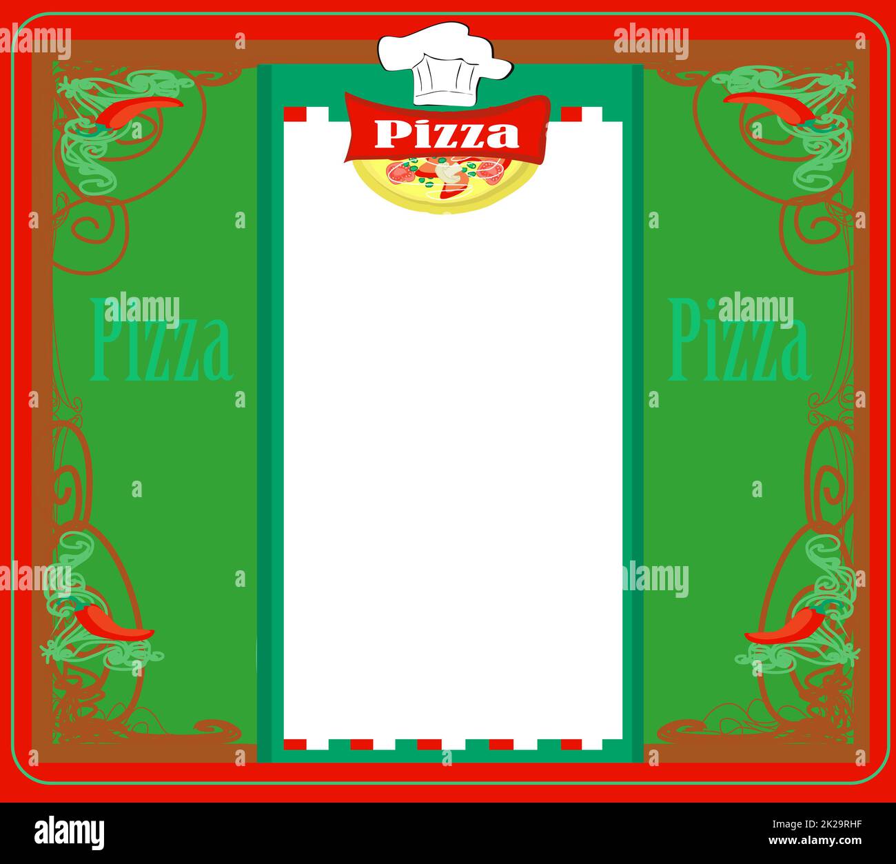 Pizza Menu Template, Vintage Card Stock Photo - Alamy