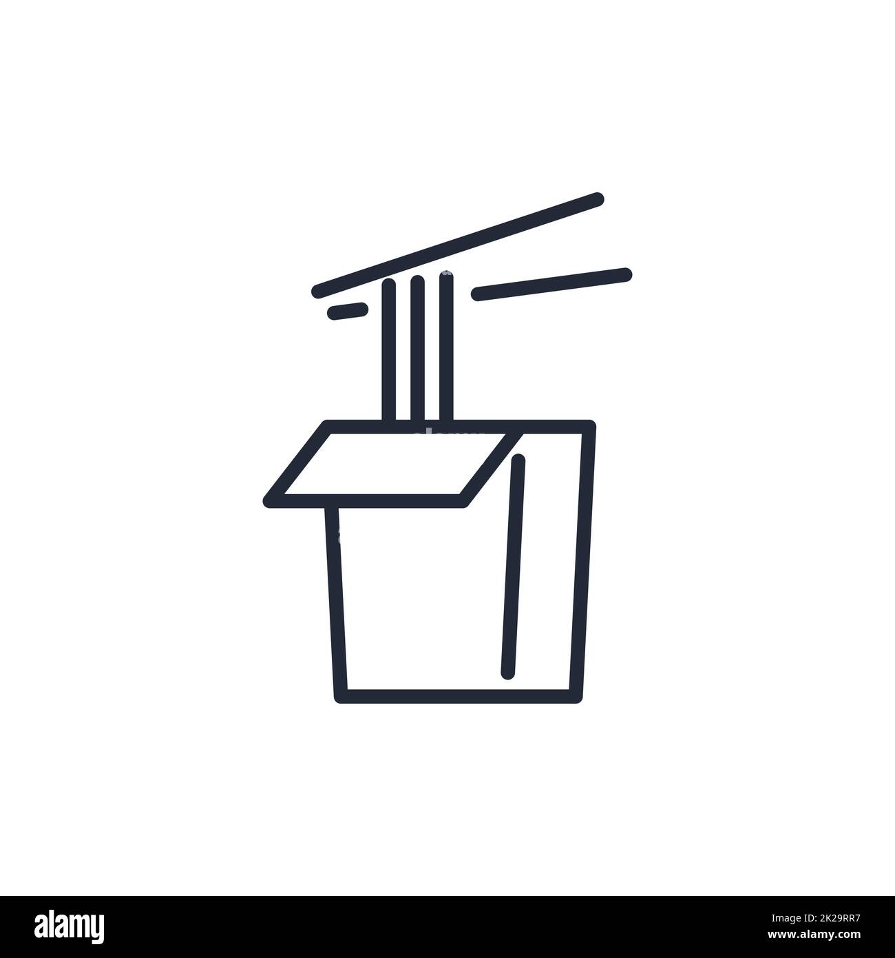 Thin line stylish icon of Chinese noodles plate on white background ...