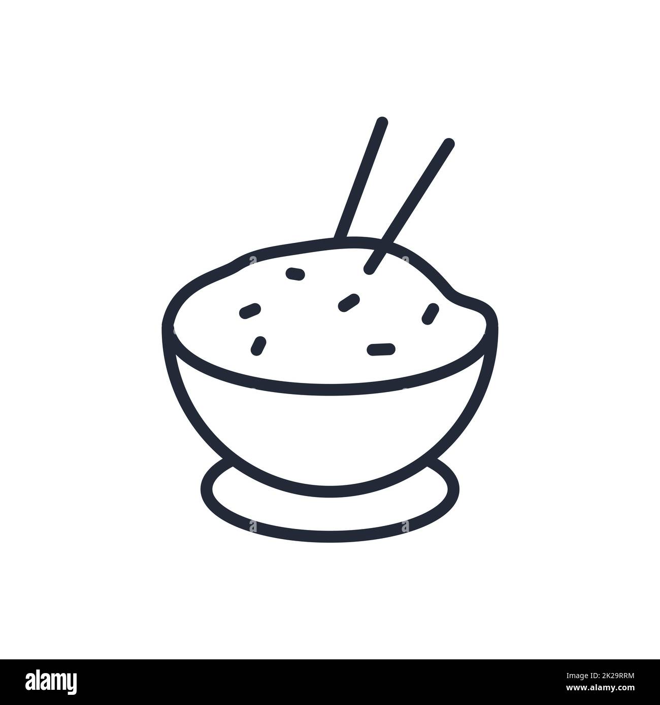 Stylish thin line icon of a plate of rice on a white background ...