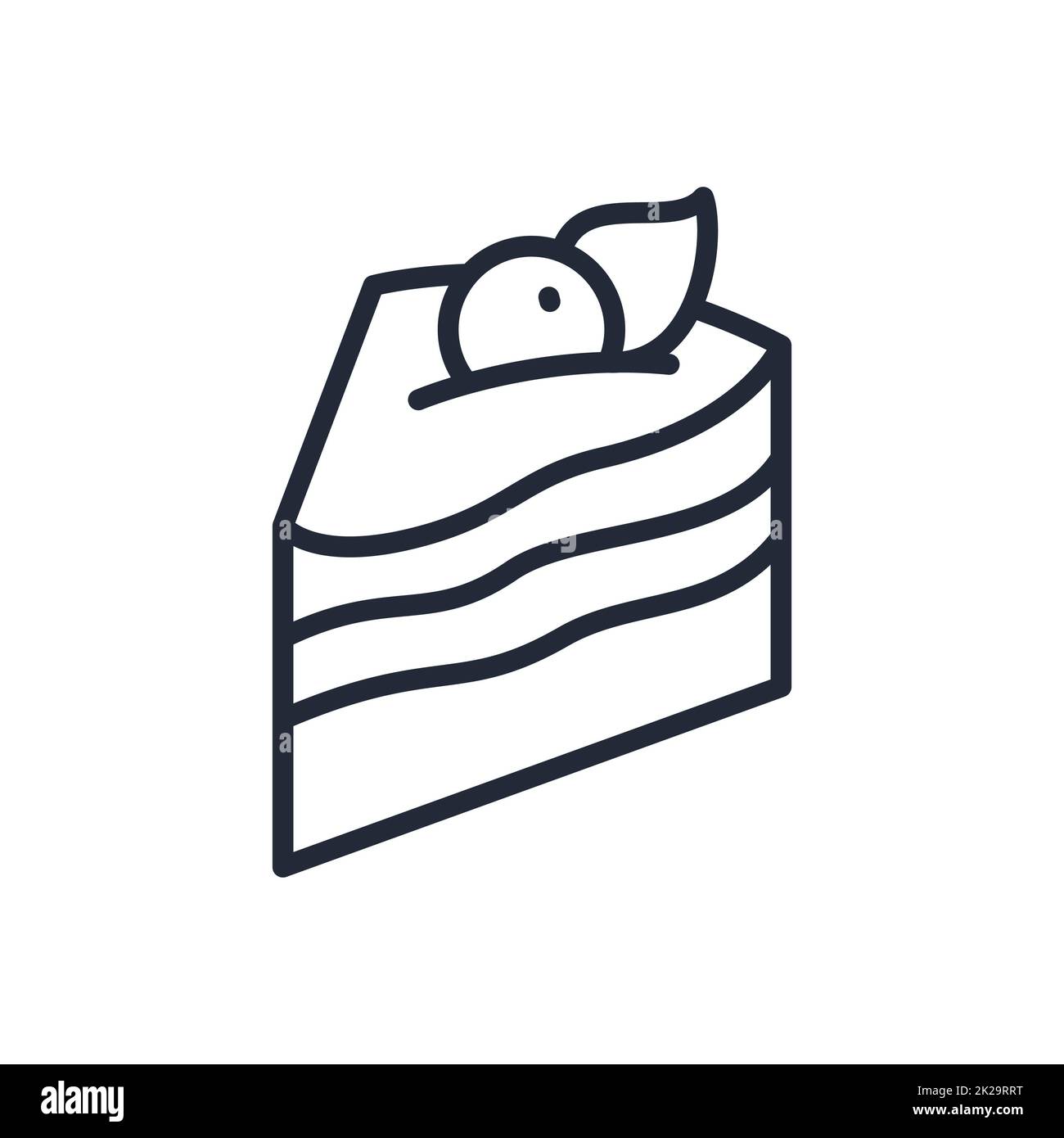 Stylish thin line icon of a piece of cake on a white background ...