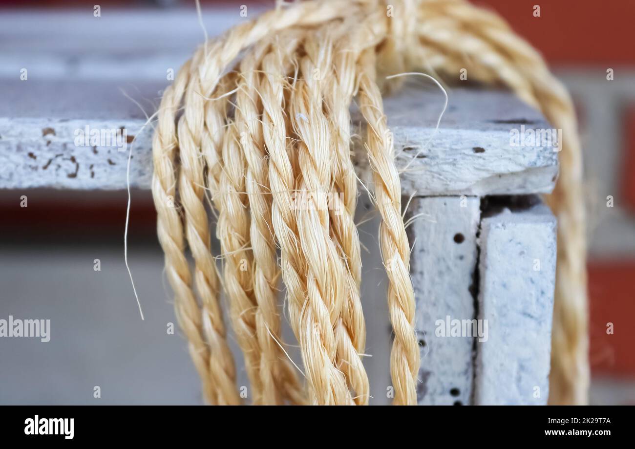 Old rope bound around an old vintage box in a close up Stock Photo - Alamy