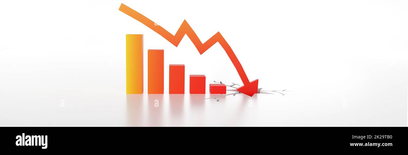 Econimical crisis concept. Spread in the world, economy is down. 3d ...