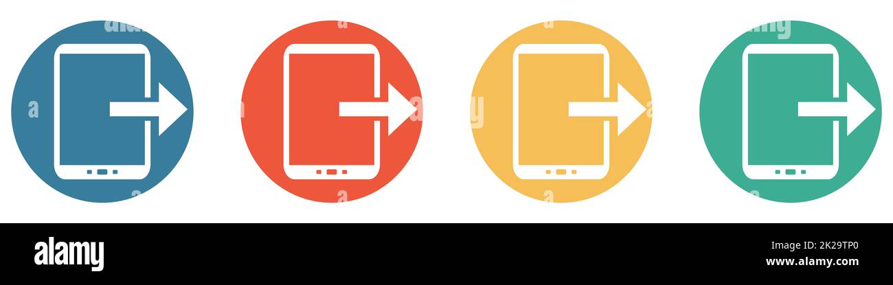 Colorful Buttons showing Smartphone with Arrow Stock Photo - Alamy