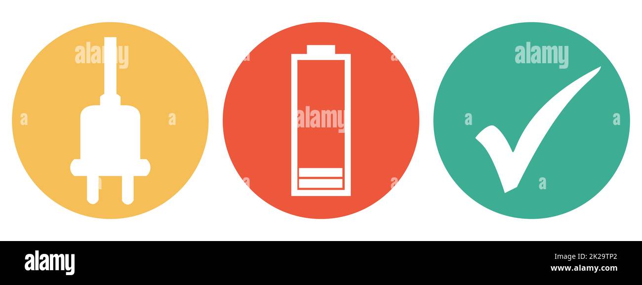 Colorful Buttons showing Charging Station for Battery Stock Photo - Alamy