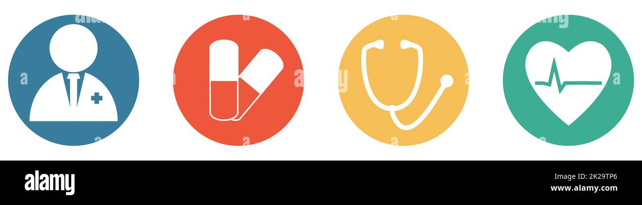 Colorful Buttons showing Health Check Stock Photo - Alamy