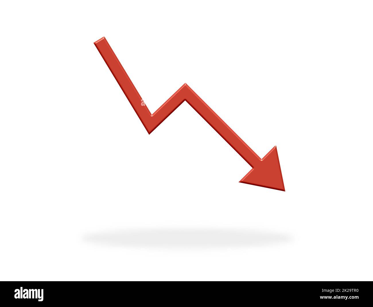 Arrow icon with red color showing down Stock Photo - Alamy