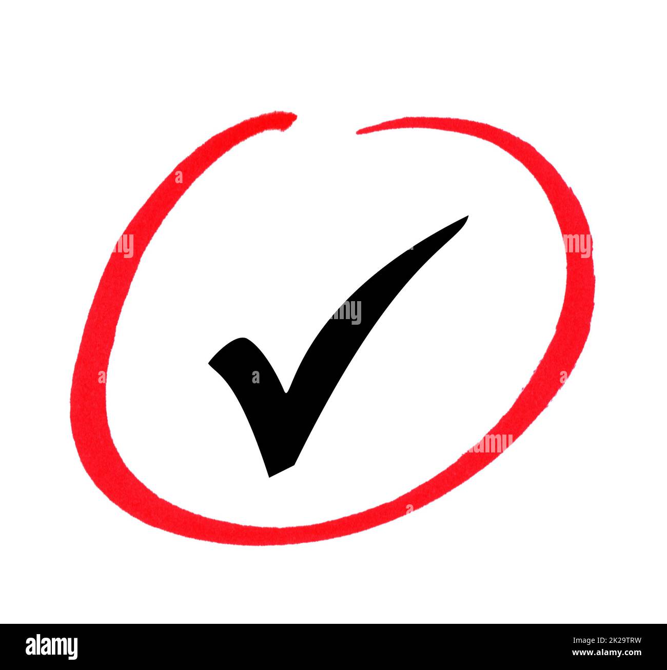 Check - Check Mark with red pencil circle Stock Photo - Alamy