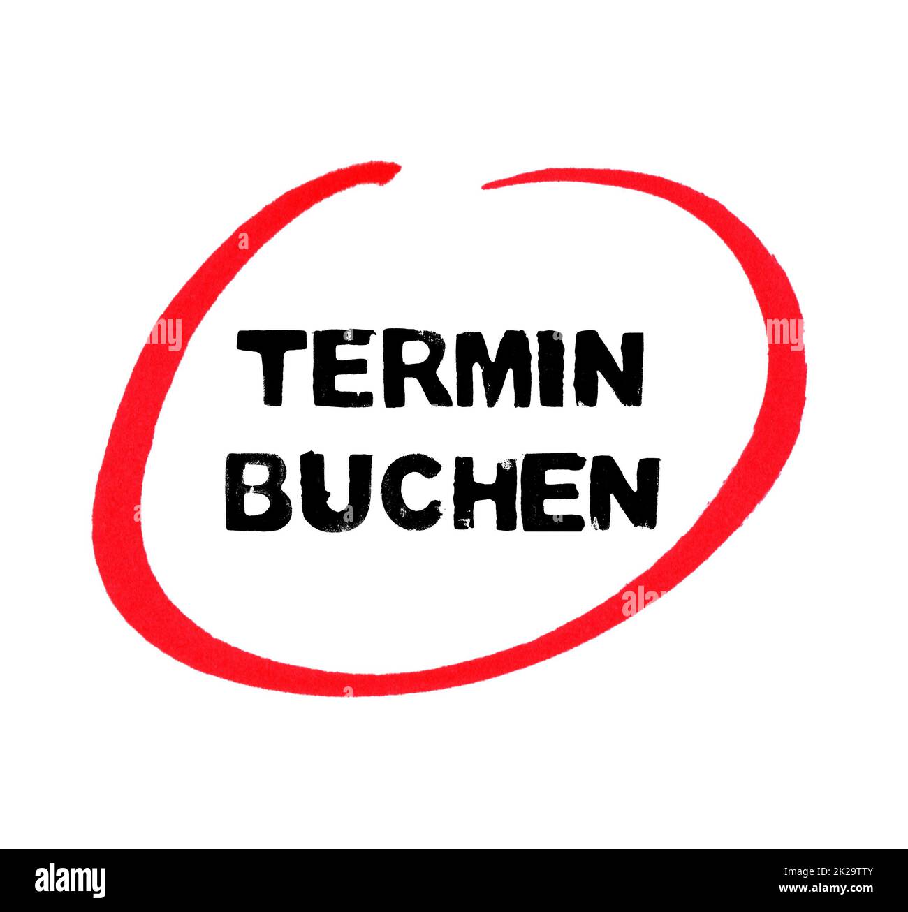 Make an appointment german with red pencil circle Stock Photo - Alamy