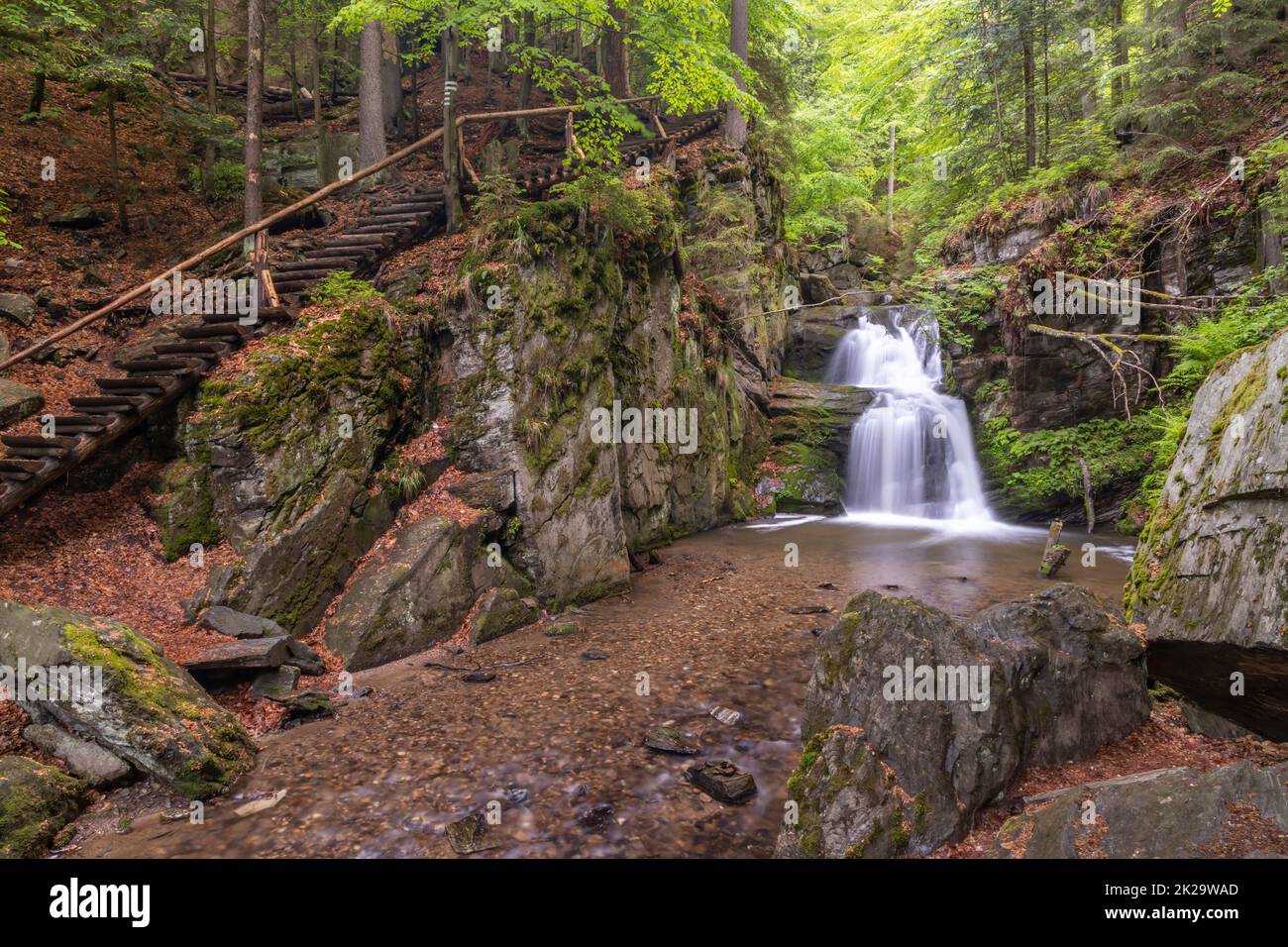 Resov waterfalls on the river Huntava in Nizky Jesenik, Northern ...