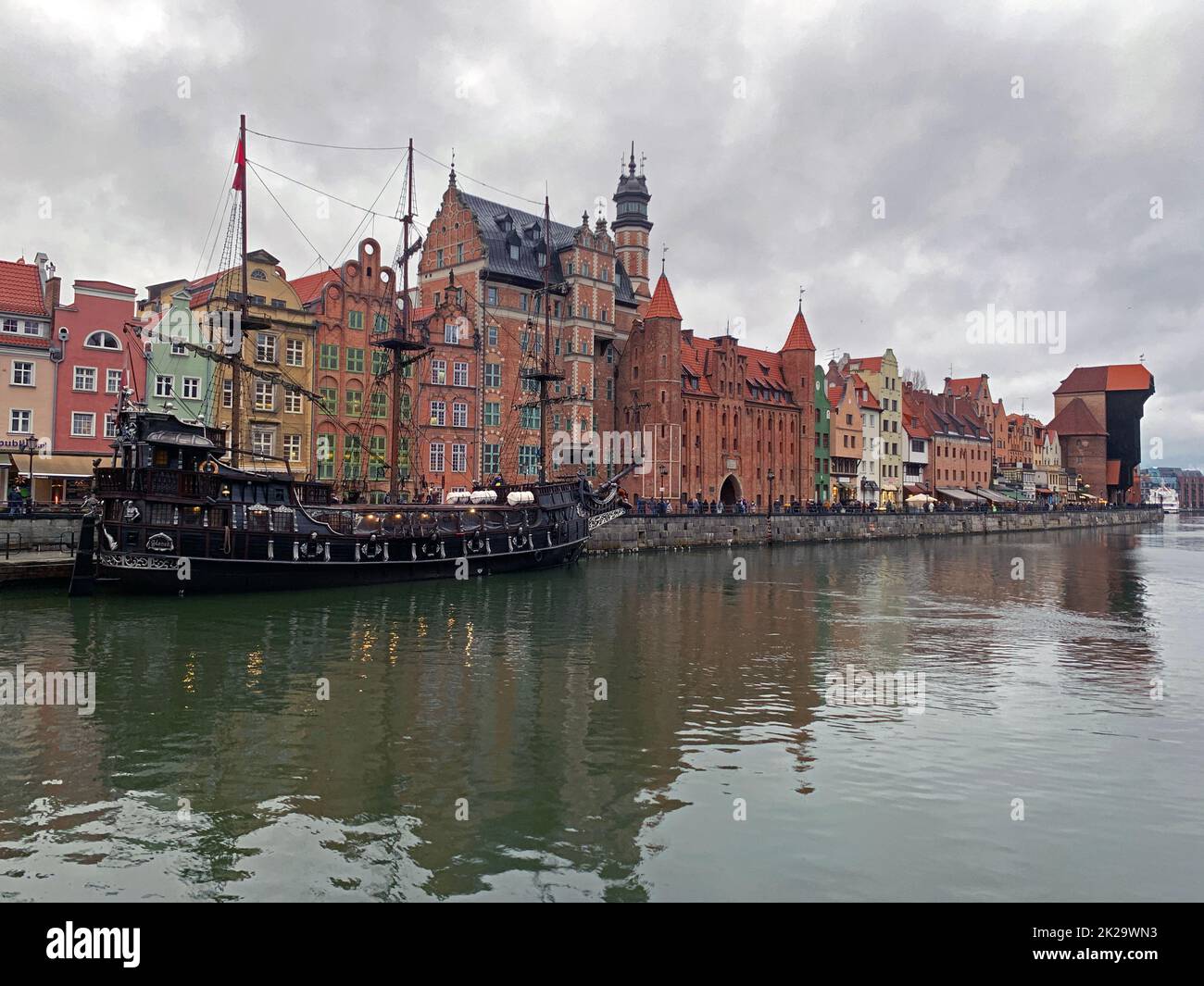Dramatic picture of the historical buildings of Gdansk on the cold ...