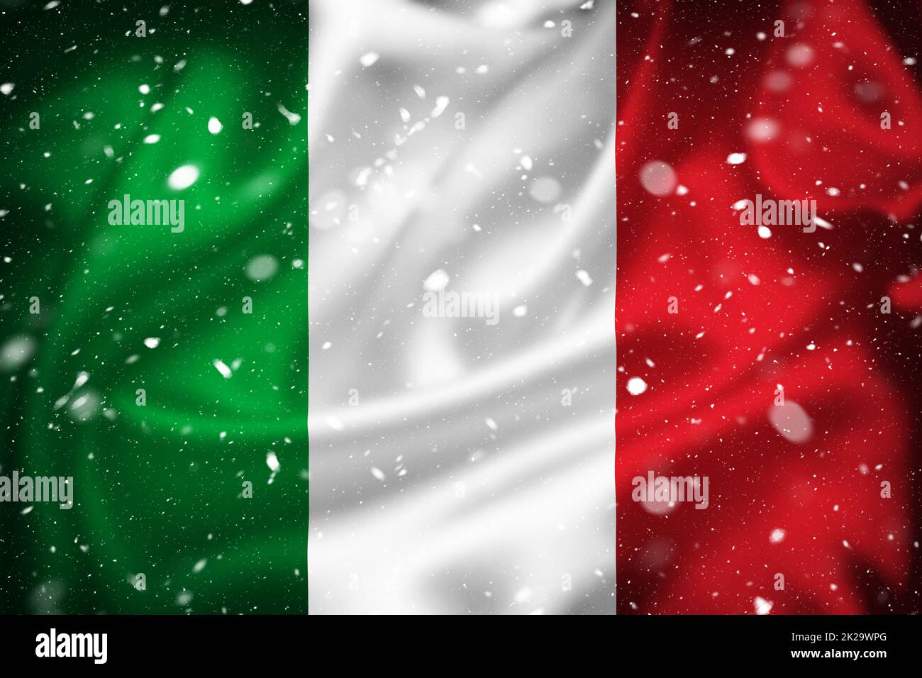 Italy silk surface flag and snow layer Stock Photo - Alamy