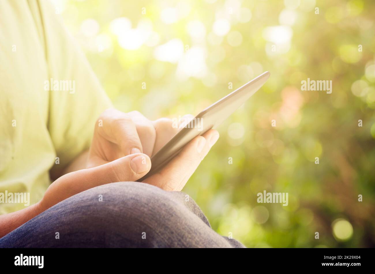 Using laptop tablet pc green hi-res stock photography and images - Alamy