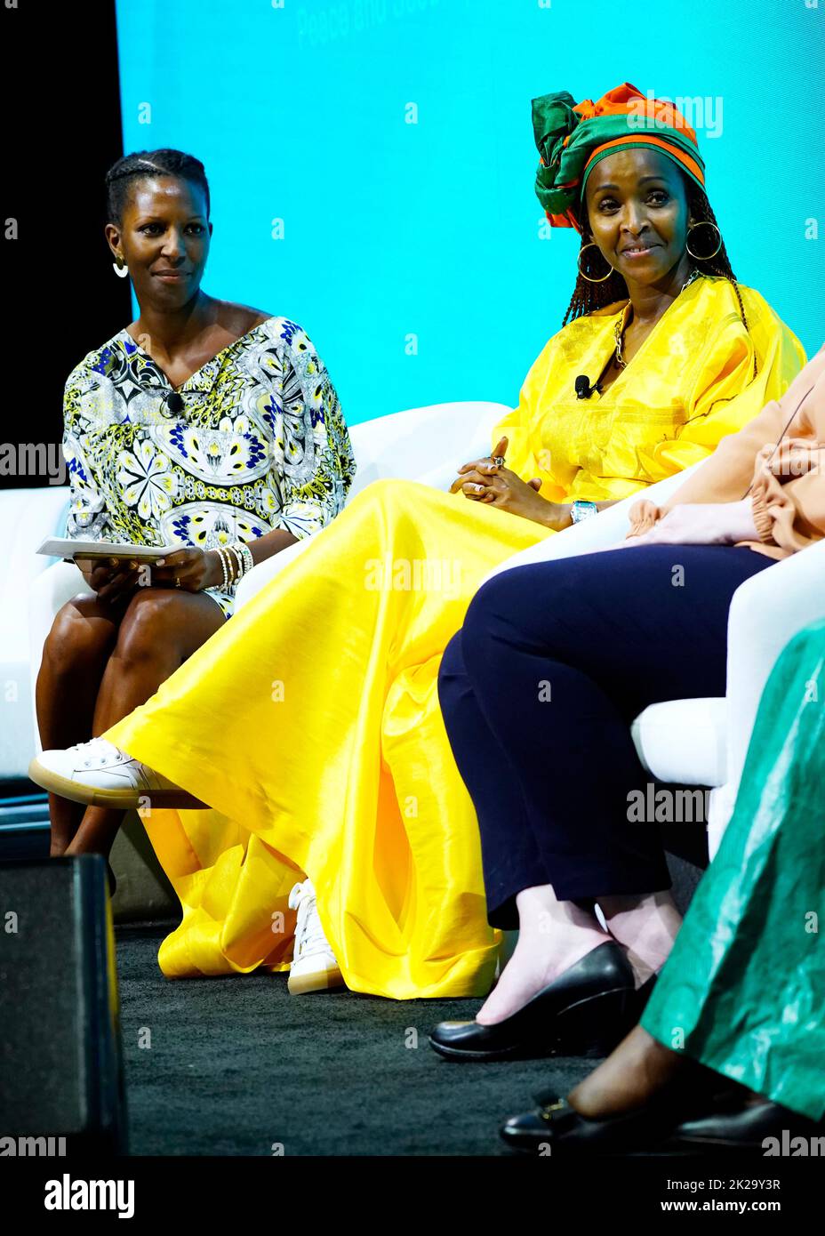 09/19/2022 New York, New York Eloine Barry and Lindeka Dzedze speak ...