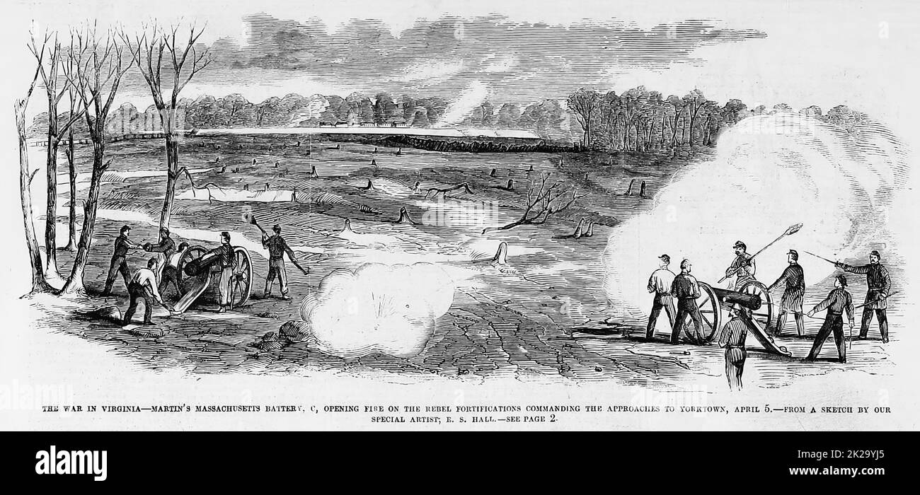 The War in Virginia - Martin's Massachusetts Battery, C, opening fire ...