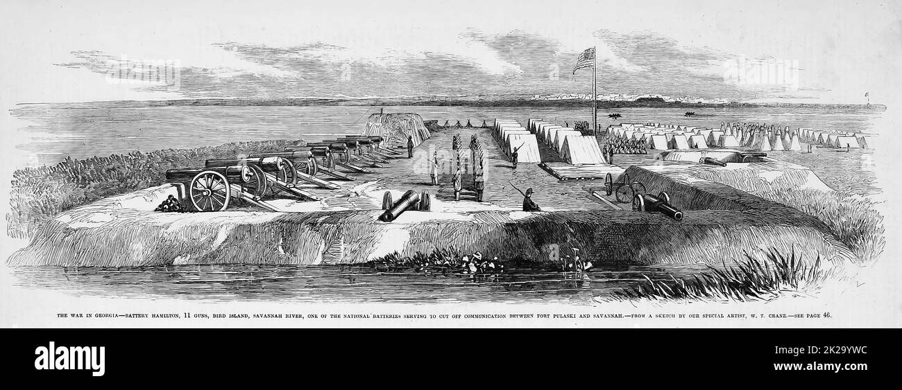 The War in Georgia - Battery Hamilton, 11 guns, Bird Island, Savannah ...