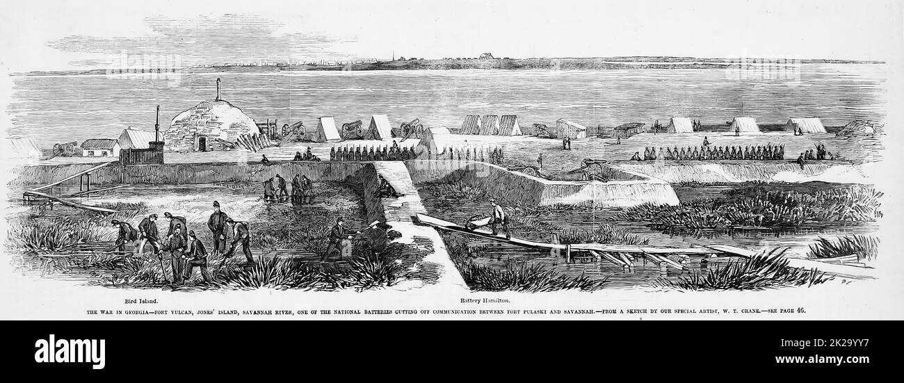 The War in Georgia - Fort Vulcan, Jones' Island, Savannah River, one of ...