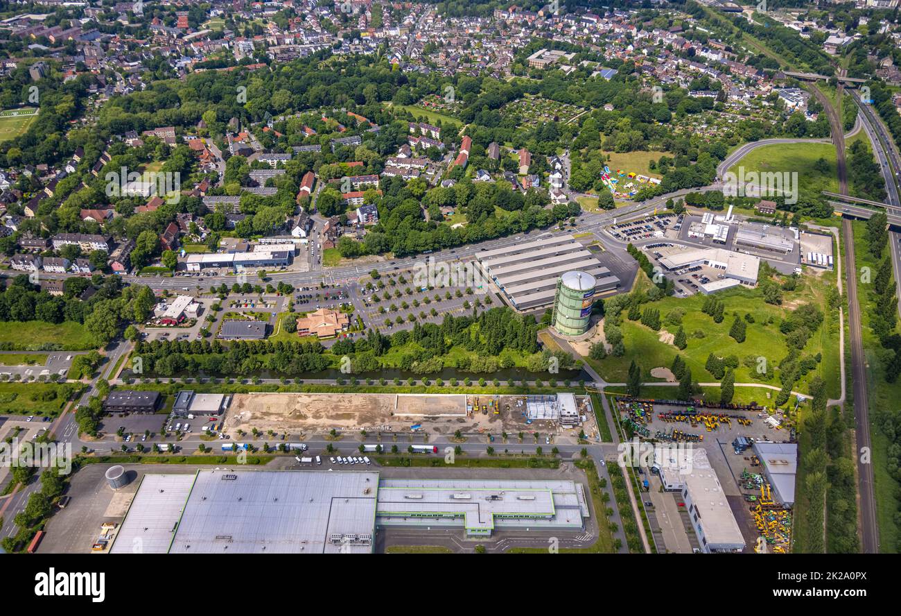 Luftbild, Baustelle im Gewerbepark Hibernia, Gasometer Herne ...