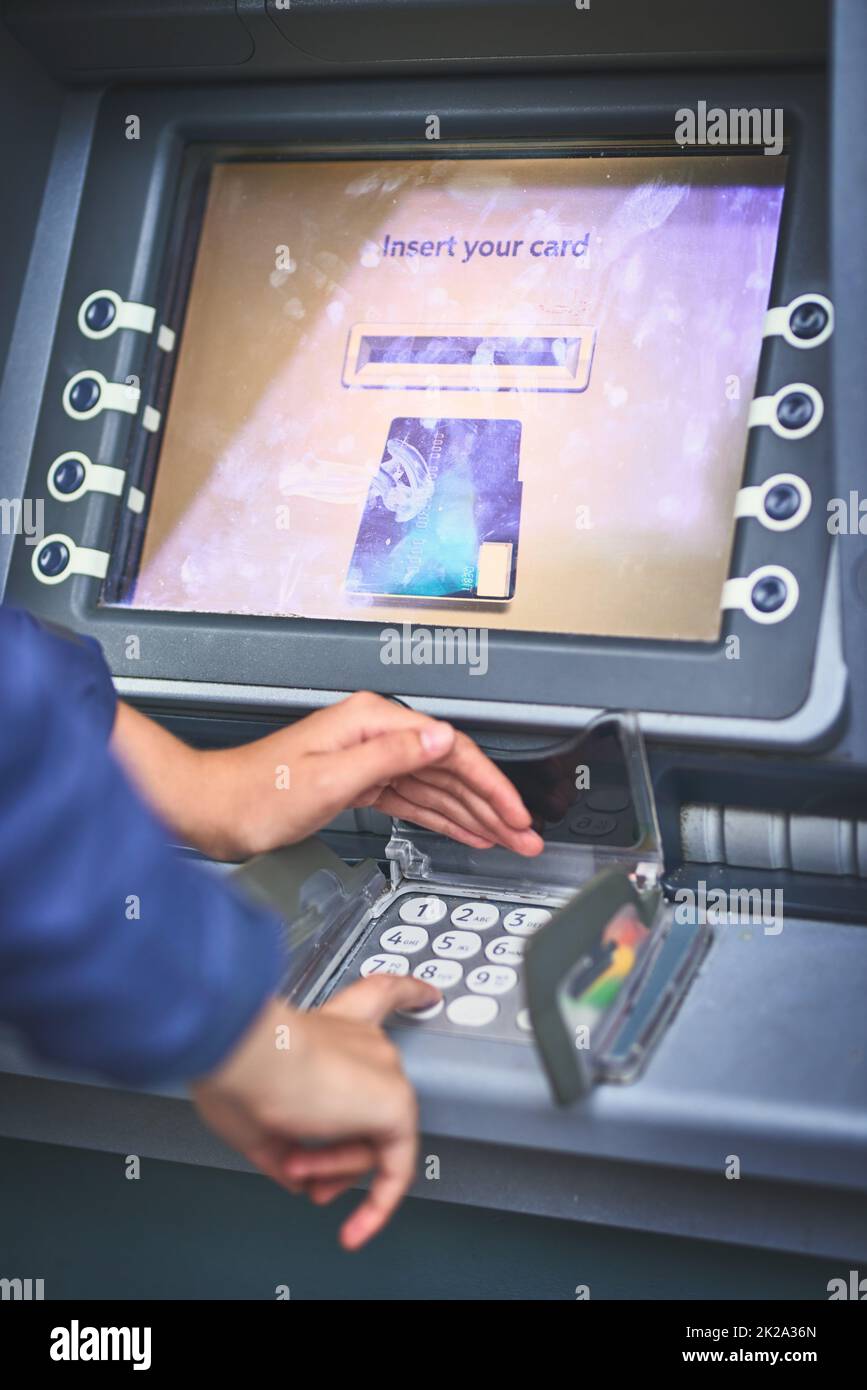 Atm machine hand woman hi-res stock photography and images - Alamy
