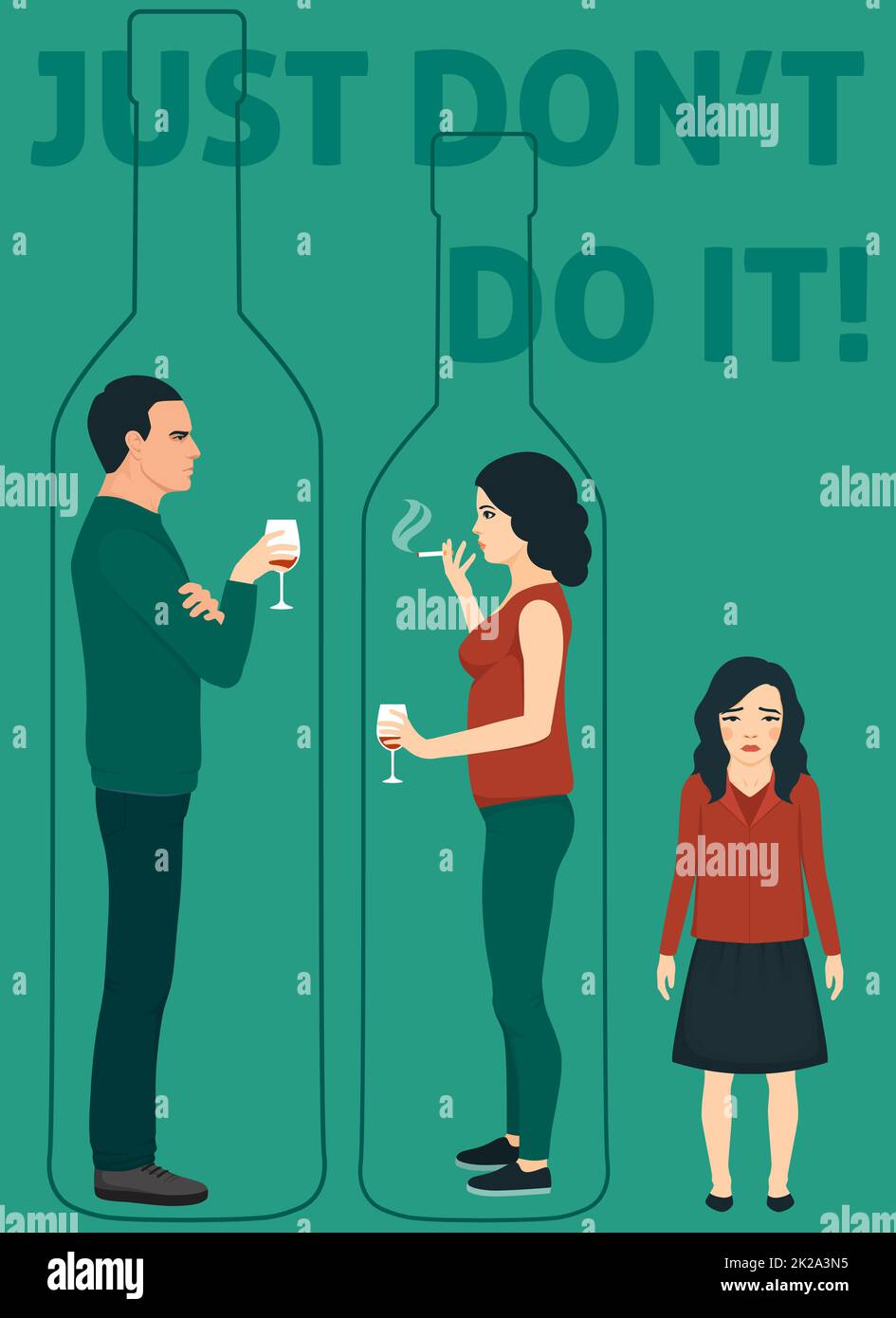 Alcohol abuse against kid. Unable to care. Bad influence. Child abuse ...