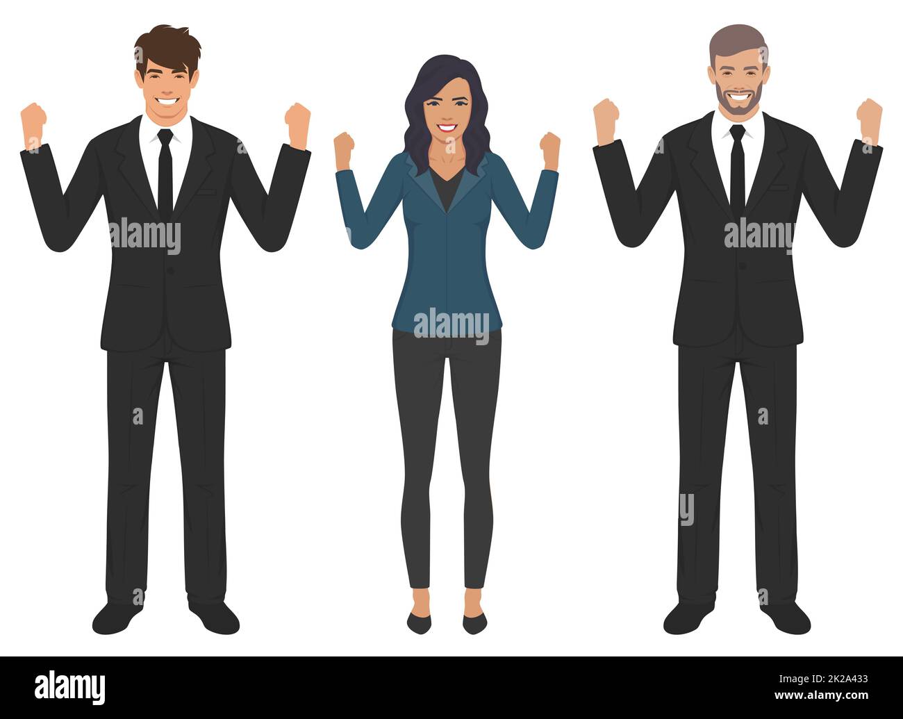 group of happy cheering people, vector illustration Stock Photo - Alamy