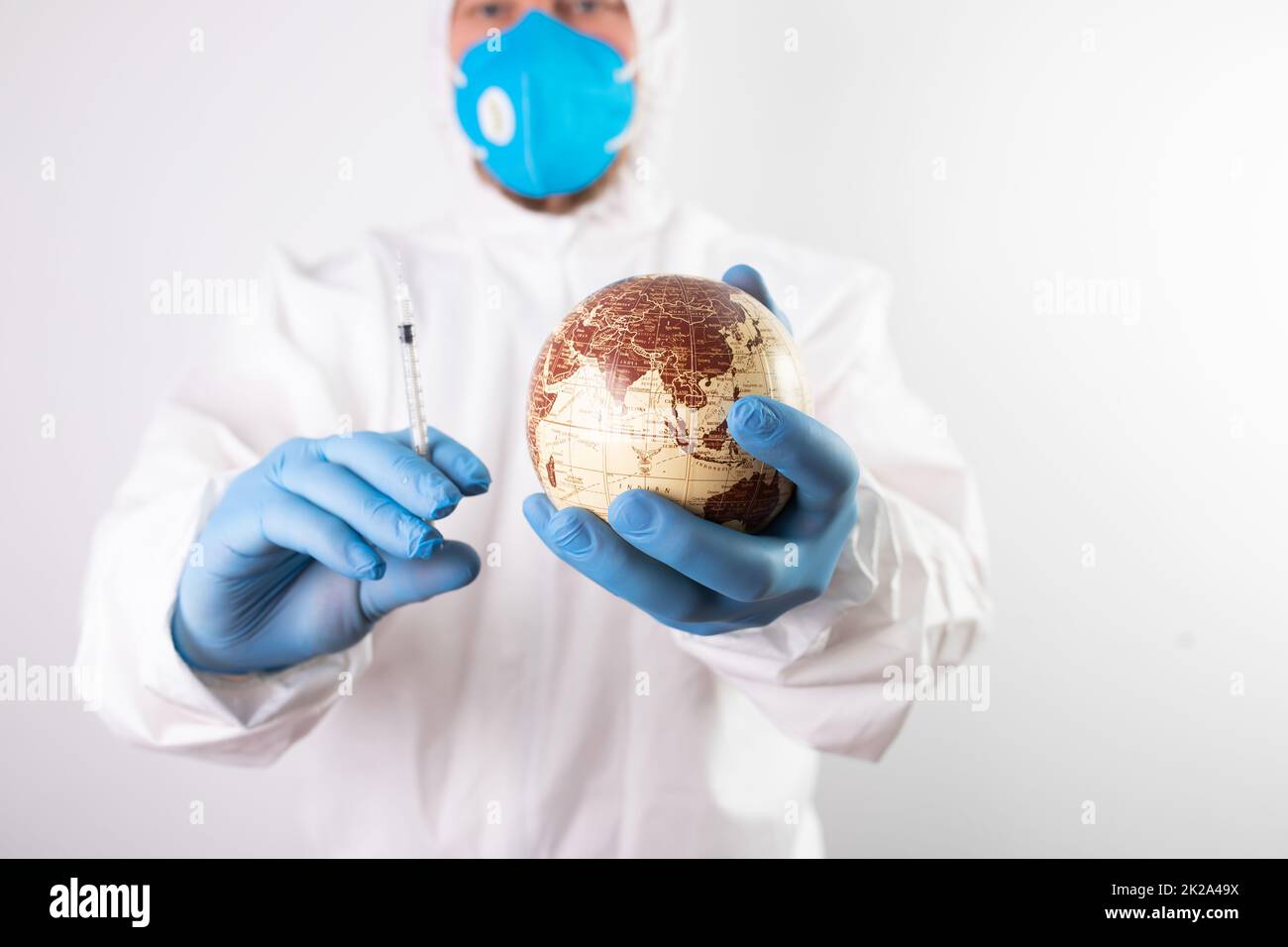 Pandemic concept, close up of scientist injecitng vaccine into the ...