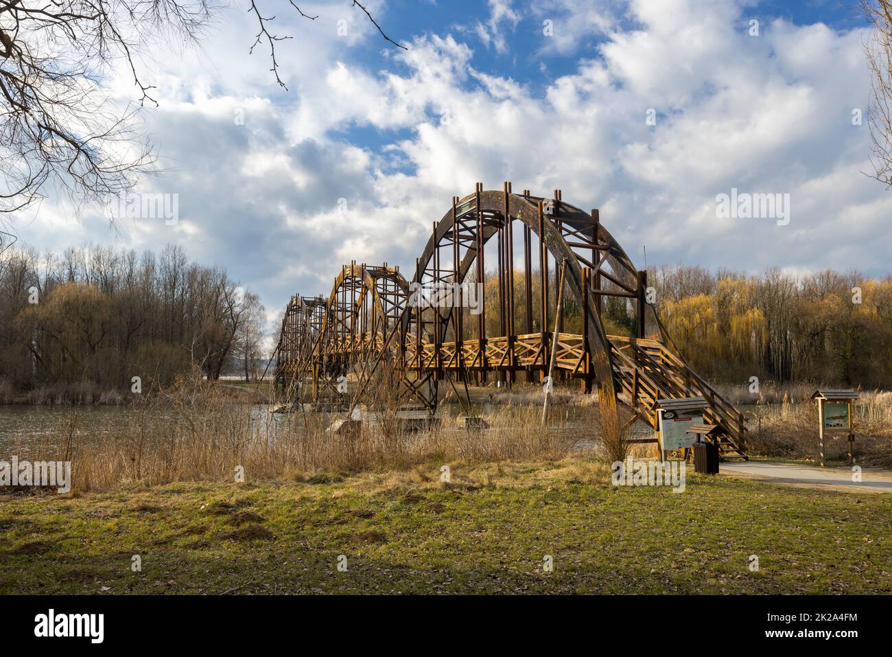 Wooden bridge in Balaton-felvideki nature reserve, Kis-Balaton ...