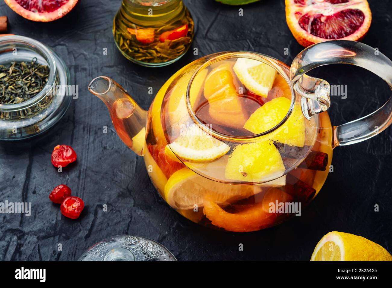 Tea with citrus fruits Stock Photo - Alamy