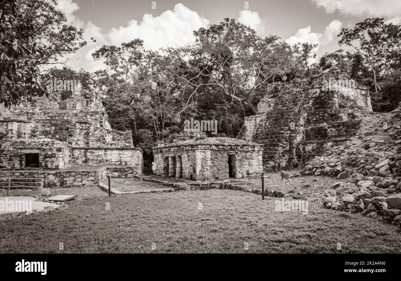 Ancient Mayan site with temple ruins pyramids artifacts Muyil Mexico ...