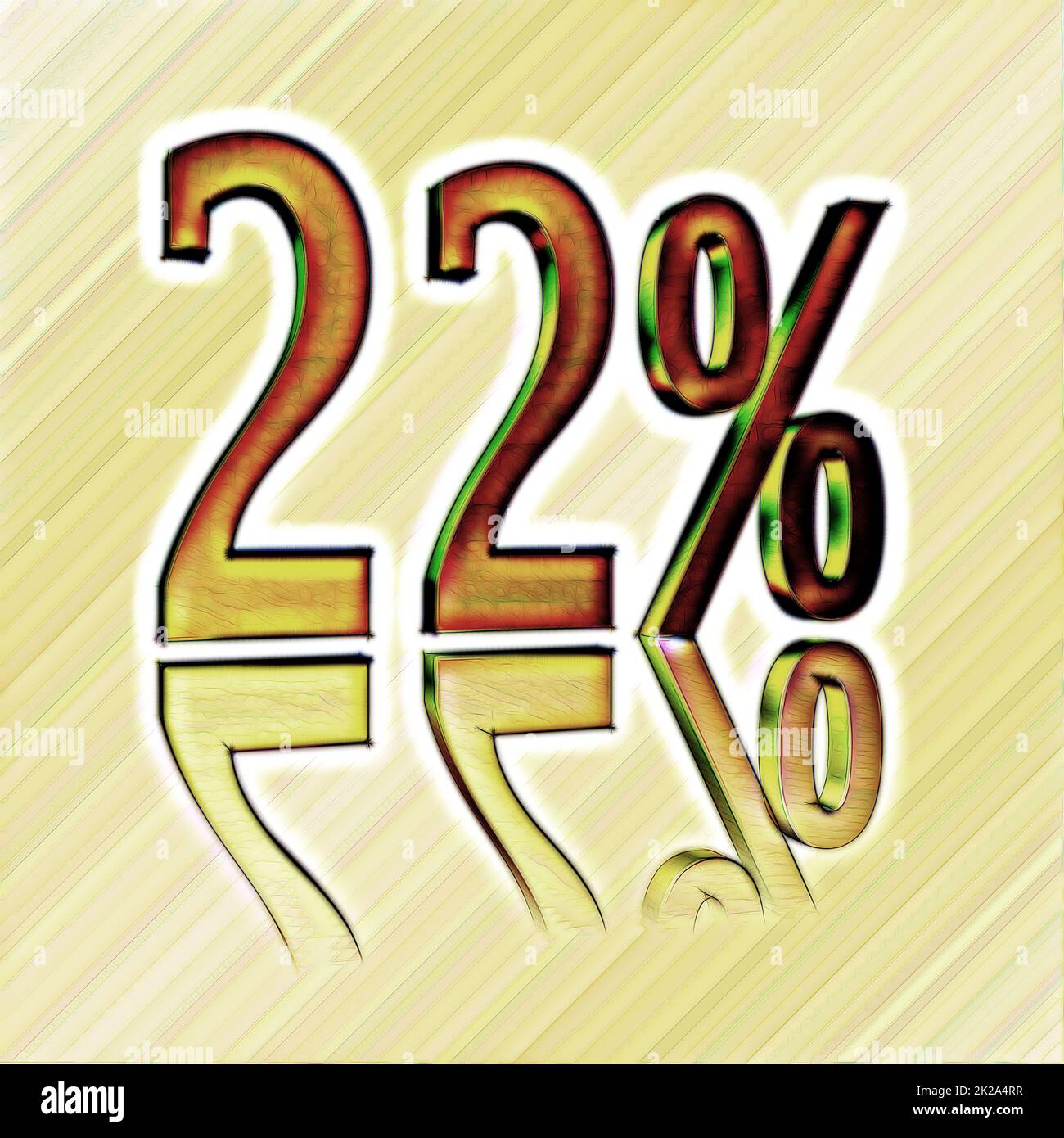 22%, 22 percent as a 3D illustration, 3D rendering Stock Photo - Alamy