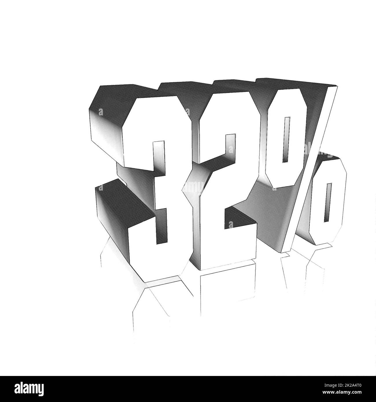 32%, 32 percent as a 3D illustration, 3D rendering Stock Photo - Alamy
