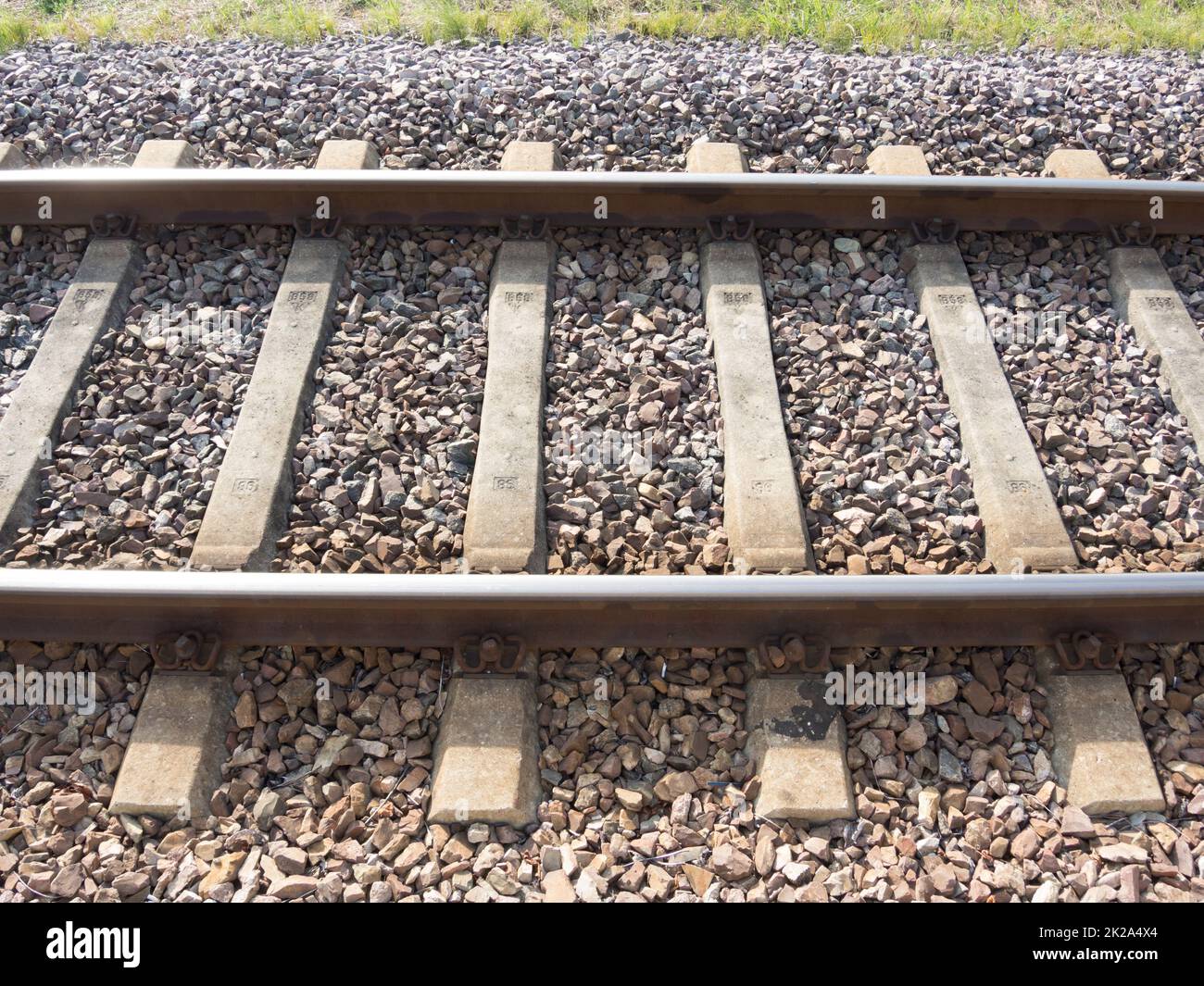 Railroad tracks, tracks and sleepers of a railway line Stock Photo - Alamy