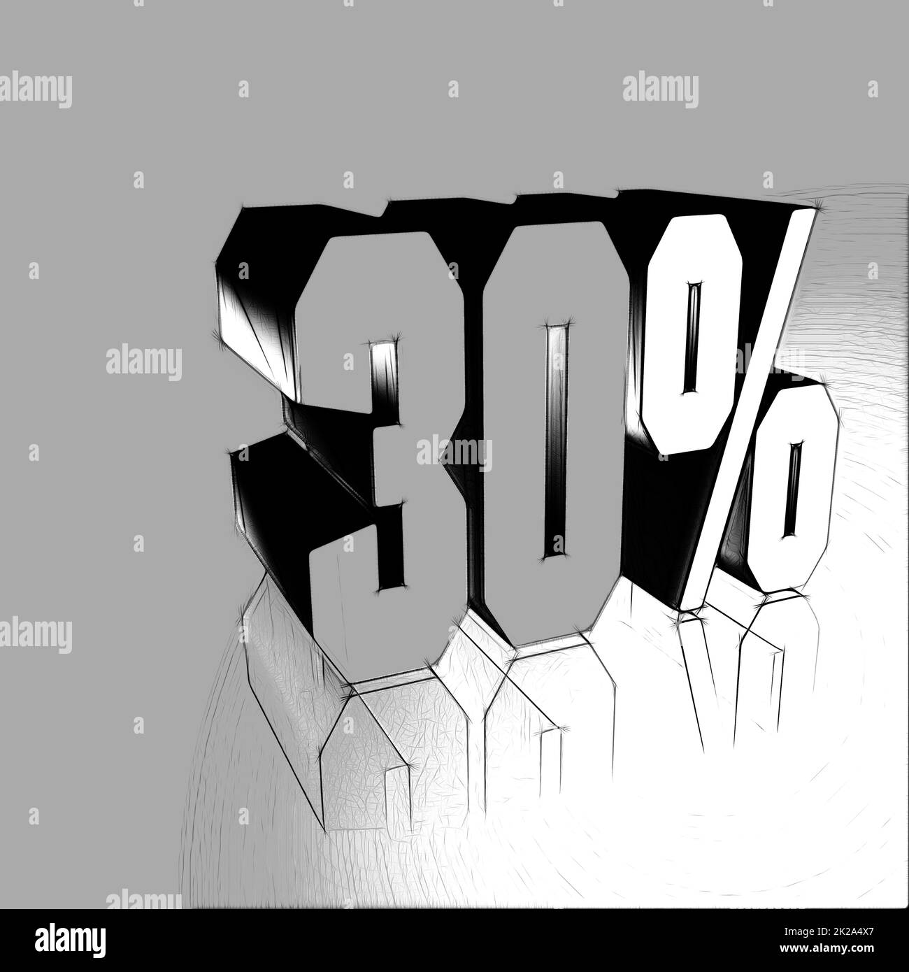 30%, 30 percent as a 3D illustration, 3D rendering Stock Photo - Alamy