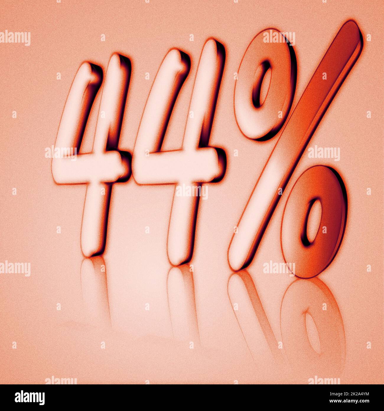 44%, 44 percent as a 3D illustration, 3D rendering Stock Photo - Alamy