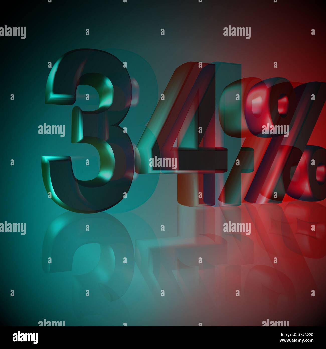 34%, 34 percent as a 3D illustration, 3D rendering Stock Photo - Alamy