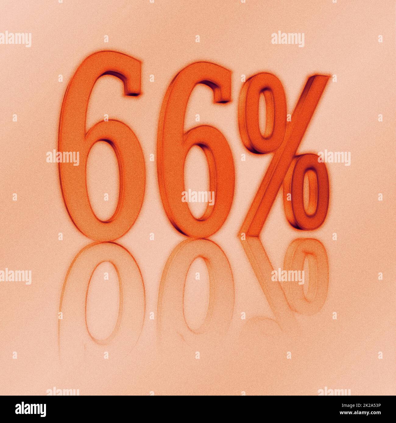 66%, 66 percent as a 3D illustration, 3D rendering Stock Photo - Alamy
