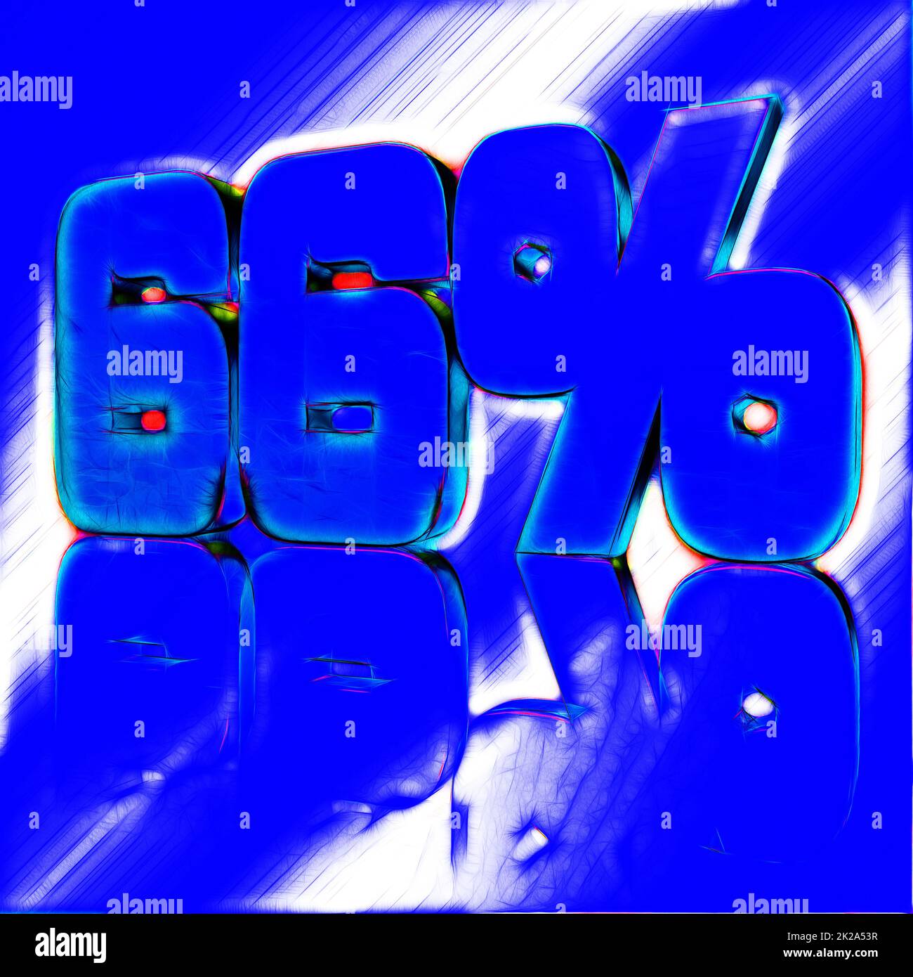 66%, 66 percent as a 3D illustration, 3D rendering Stock Photo - Alamy
