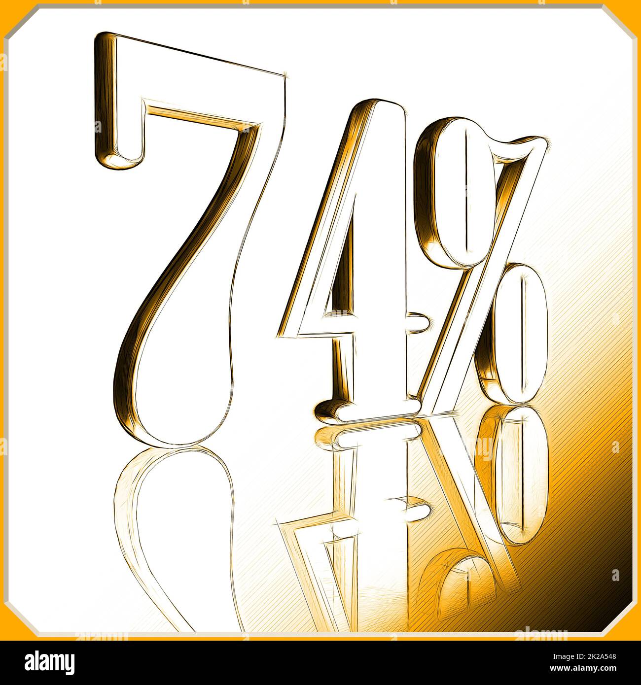 74%, 74 percent as a 3D illustration, 3D rendering Stock Photo - Alamy