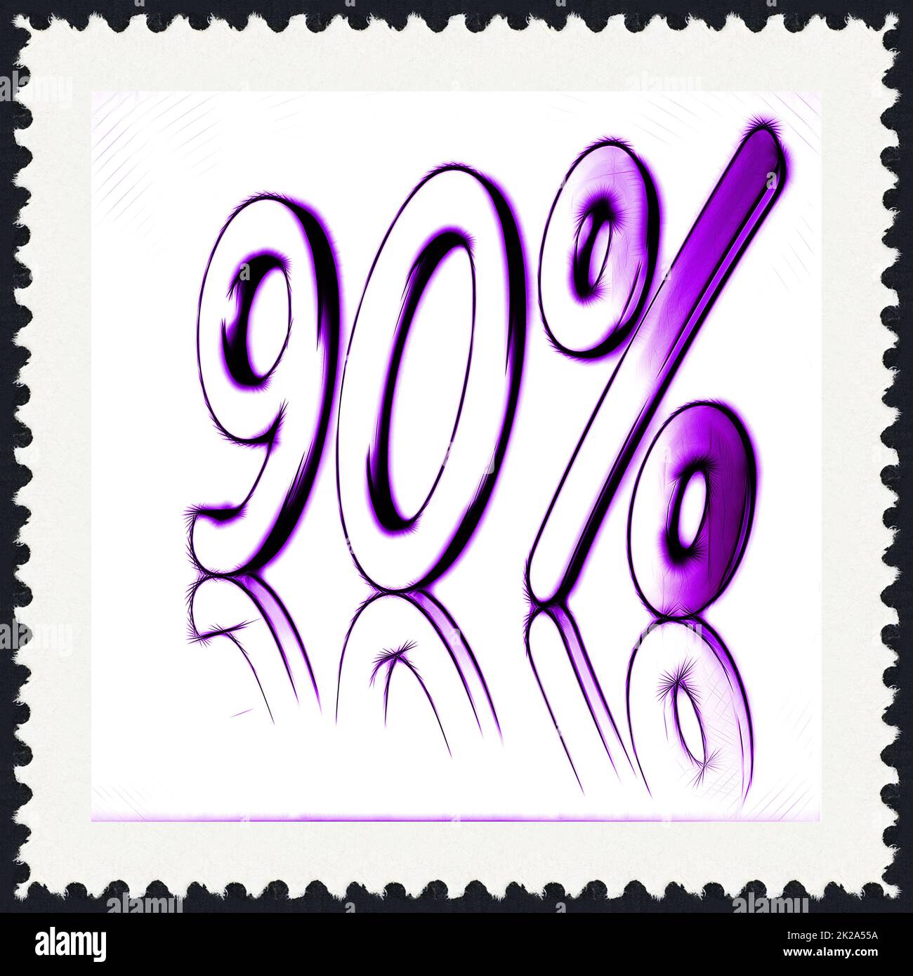 90%, 90 percent as a 3D illustration, 3D rendering Stock Photo - Alamy