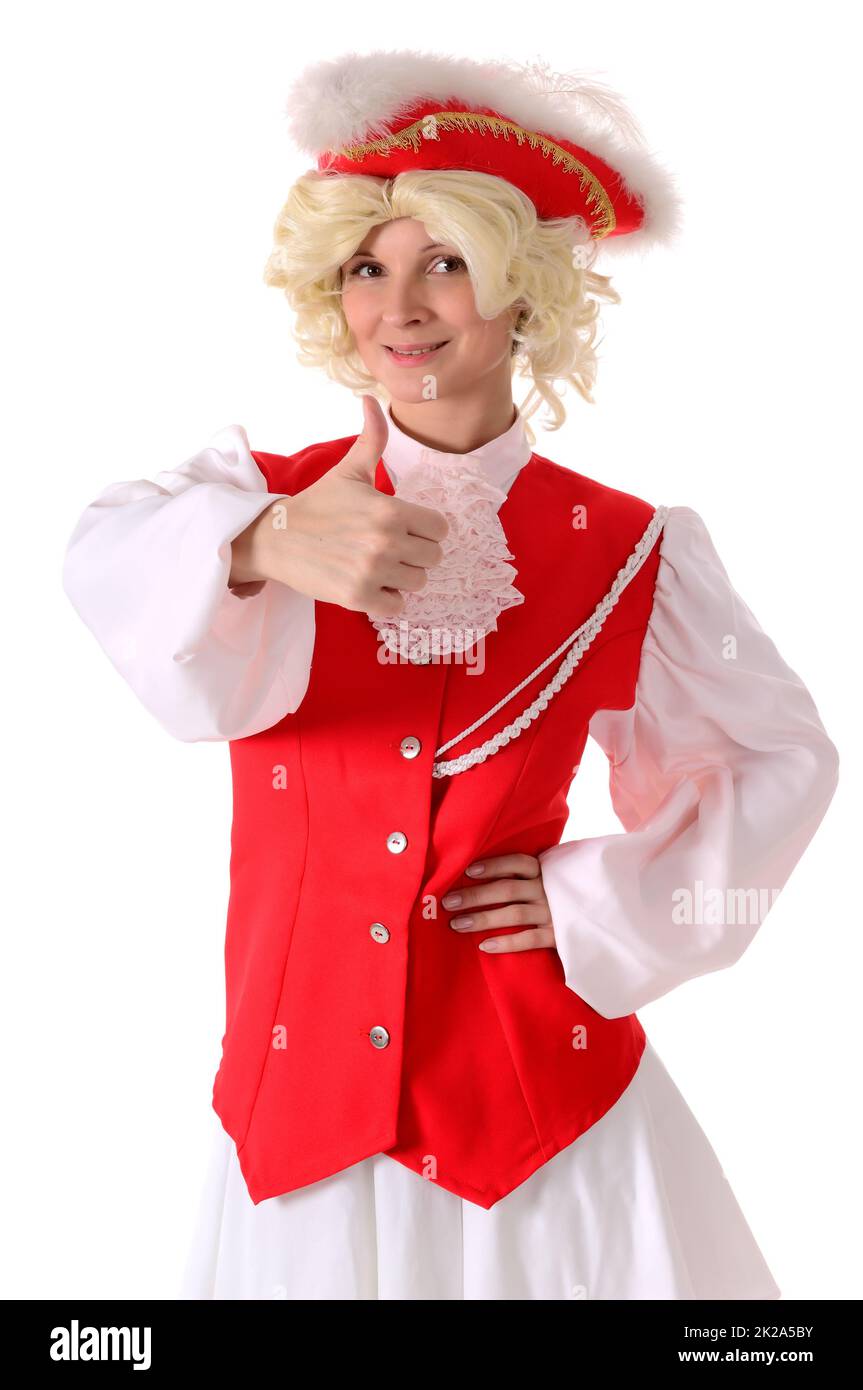 Mardi Gras, portrait of a young attractive woman in uniform of the ...