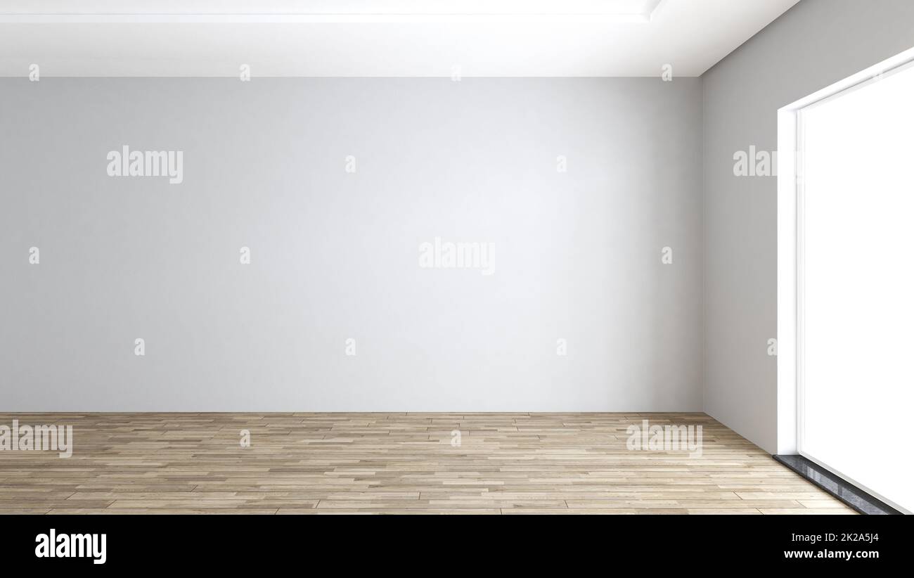 Empty room with big window concept 3d rendering Stock Photo - Alamy