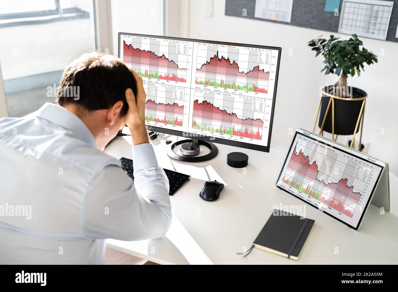Male trader using computer trade hi-res stock photography and images ...
