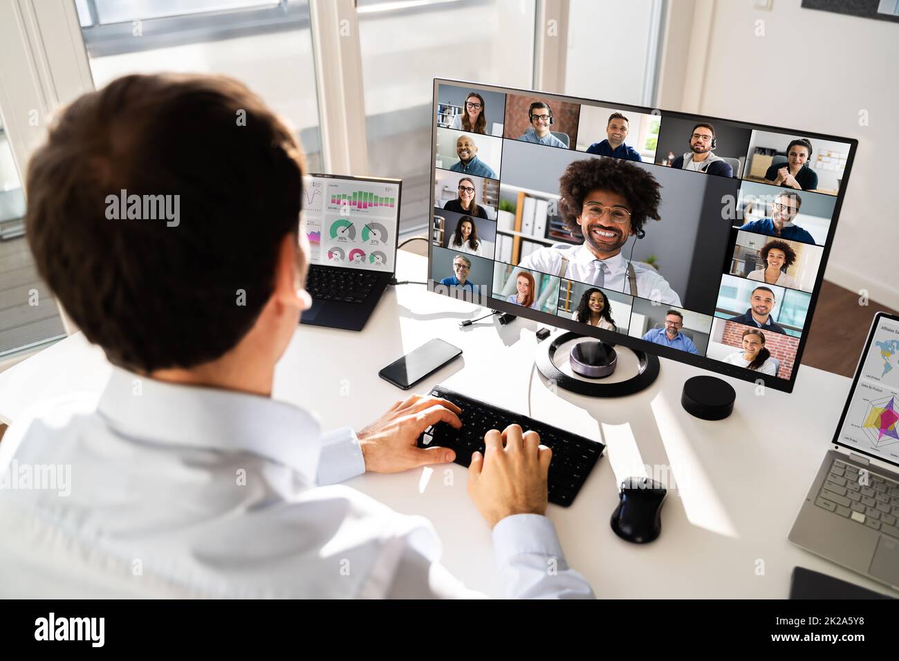 Online Digital HR Video Conference Webinar. Business Call Stock Photo ...