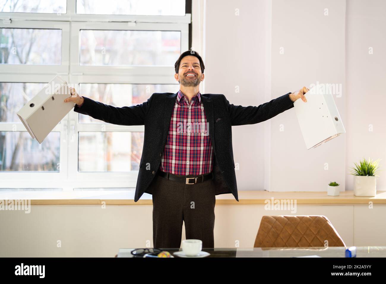 Exercise Workout In Corporate Office Stock Photo - Alamy