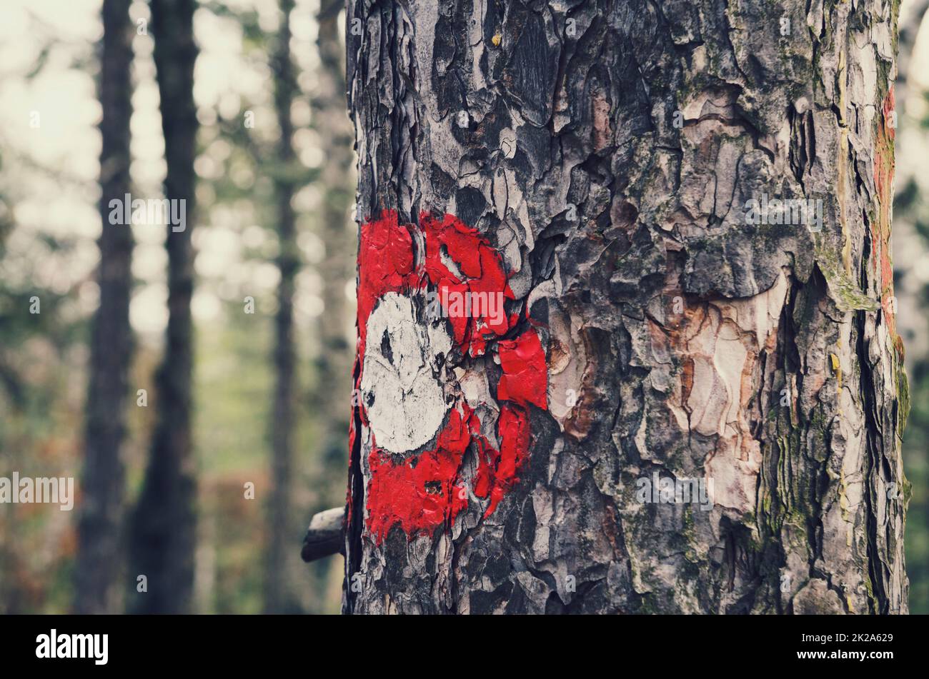 White and red trail blaze hi-res stock photography and images - Alamy