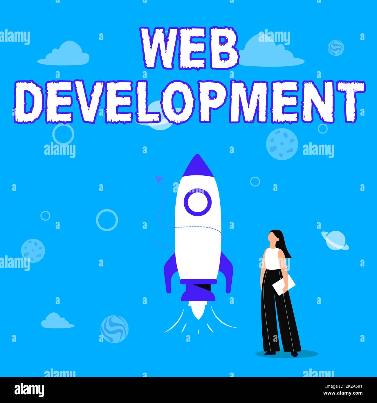 Hand writing sign Web Development. Business overview work involved in developing a website for ...