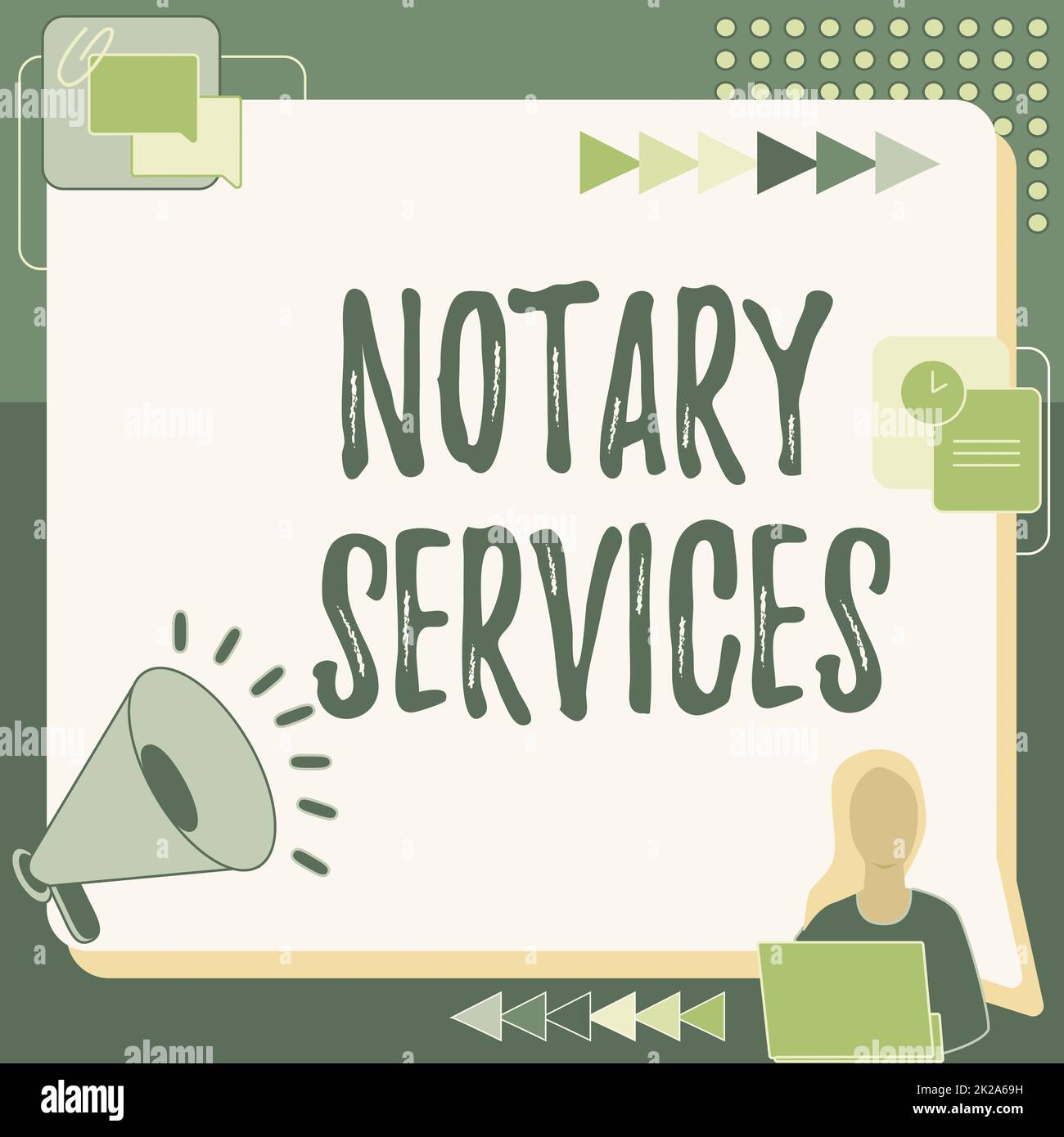 Conceptual display Notary Services. Business showcase services rendered ...