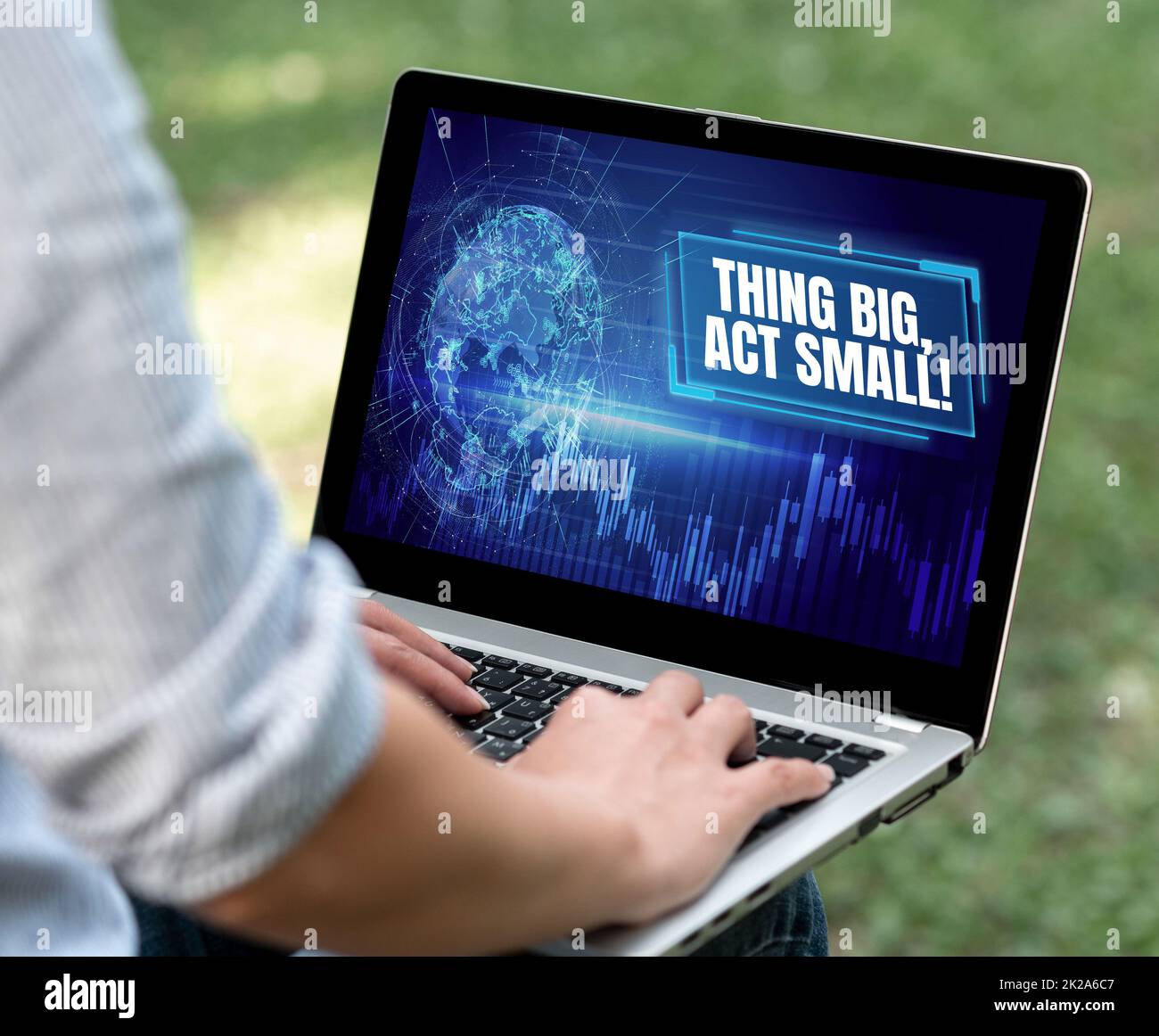 Sign displaying Thing Big, Act Small. Conceptual photo Starts at a ...