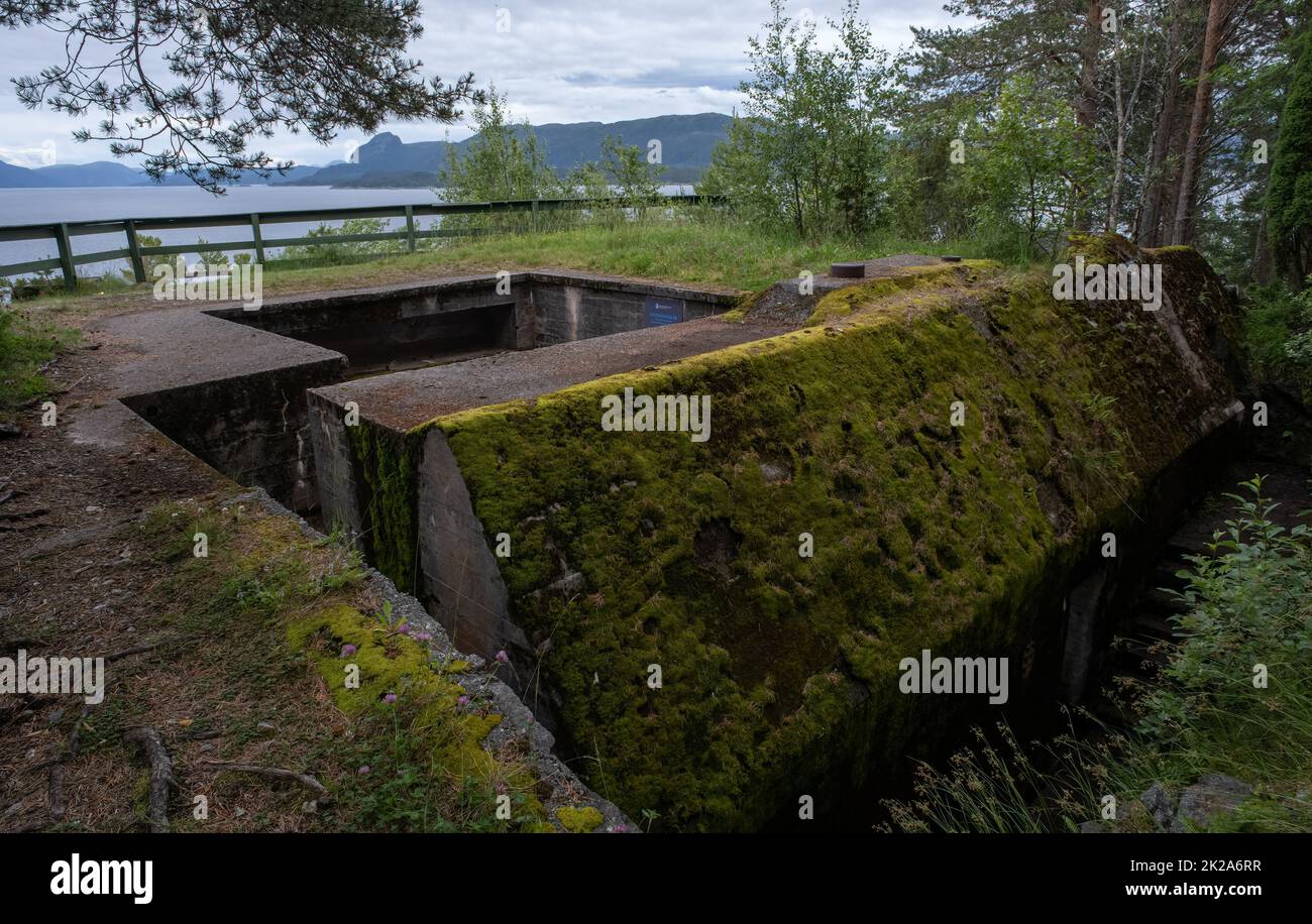 Nedre Frei, Norway - July 03, 2022: Kvalvik Fort was built by the ...